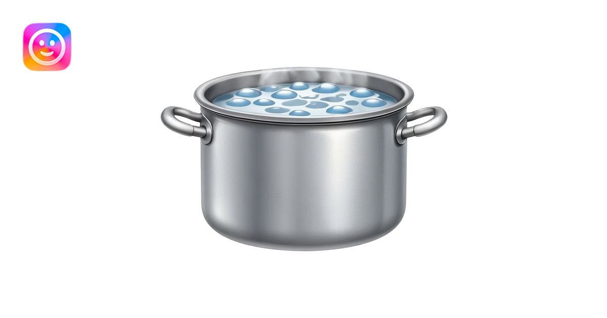 small metal pot filled with boiling water on a stove, visible hot steam ...