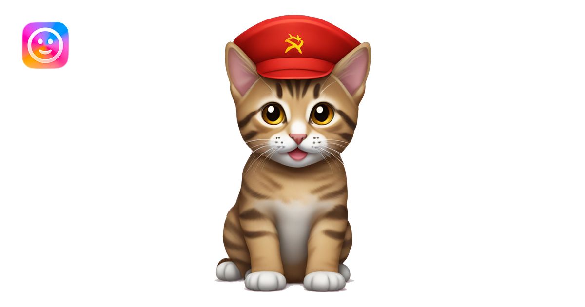 Tabby kitten wearing communist hat emoji | AI Emoji Generator