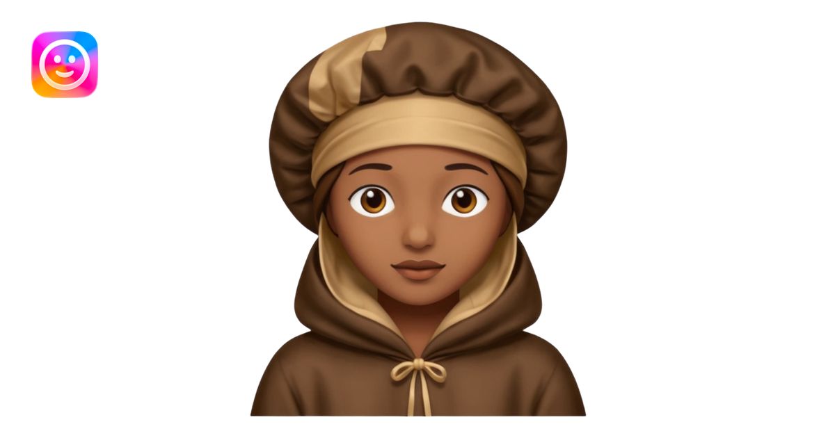 Silk sleep Bonnet emoji brown skin emoji | AI Emoji Generator