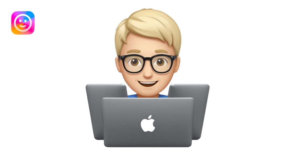 cheerful proframer coding on laptop, apple style emoji emoji | AI Emoji ...
