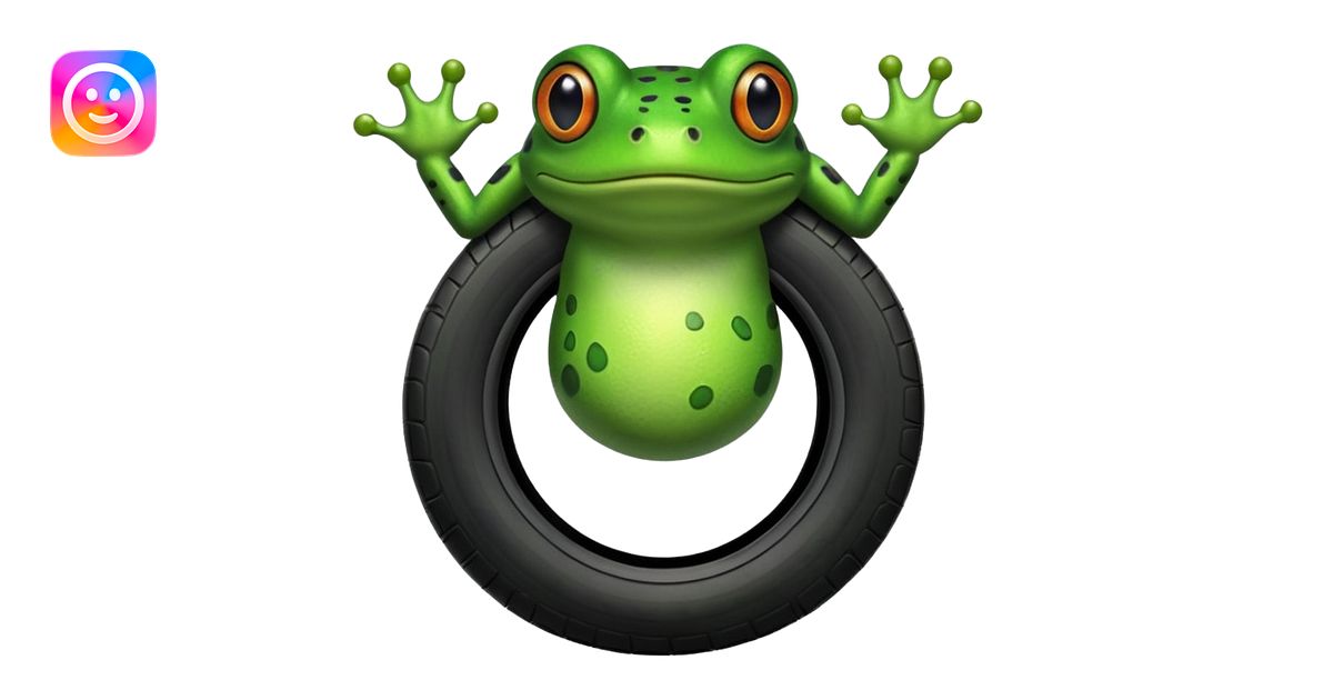 Frog head and legs but the body is a tire emoji | AI Emoji Generator