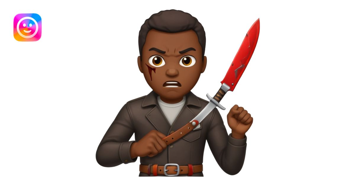a angry black man slashing a belt emoji | AI Emoji Generator