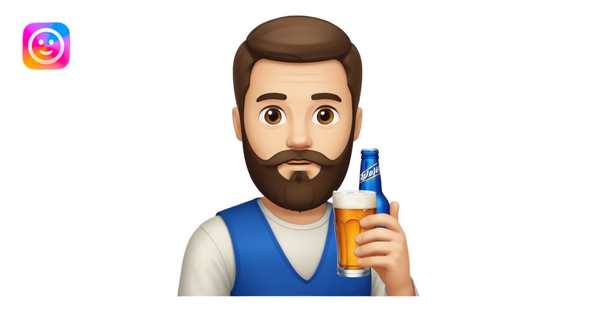 Bearded man drinking budlight emoji | AI Emoji Generator