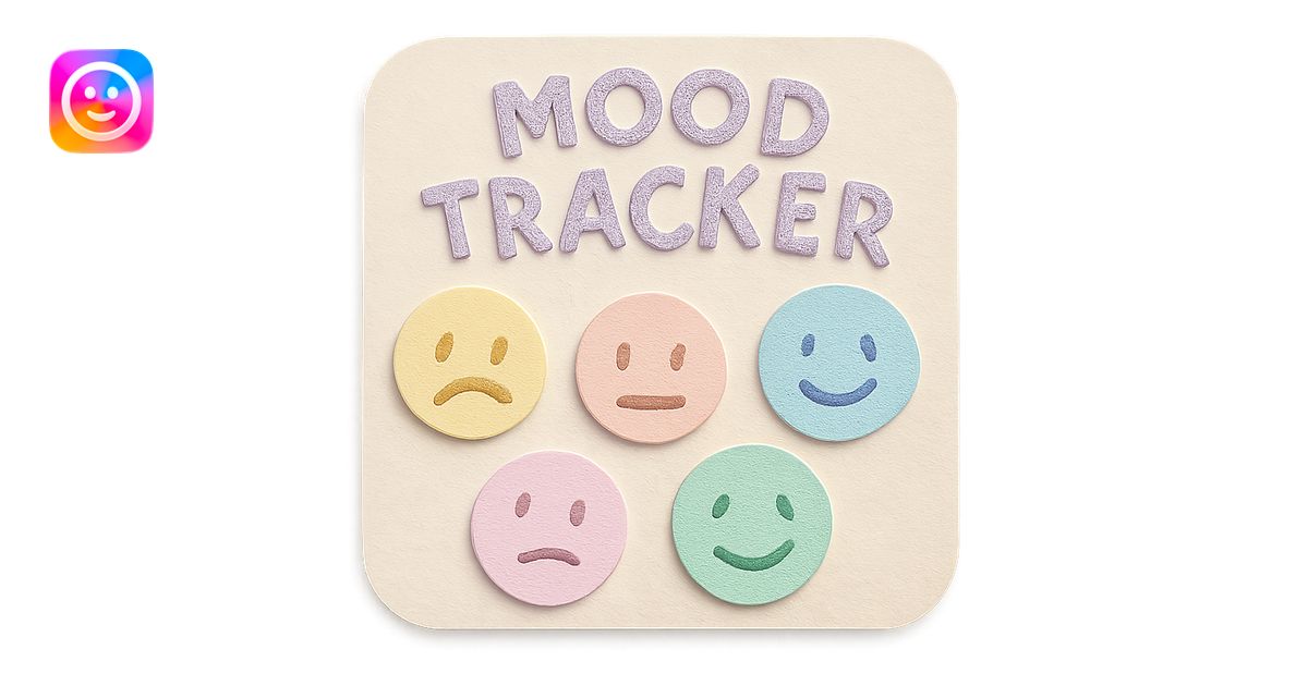 soft pastel mood tracker with pastel round smiley faces, paper craft ...