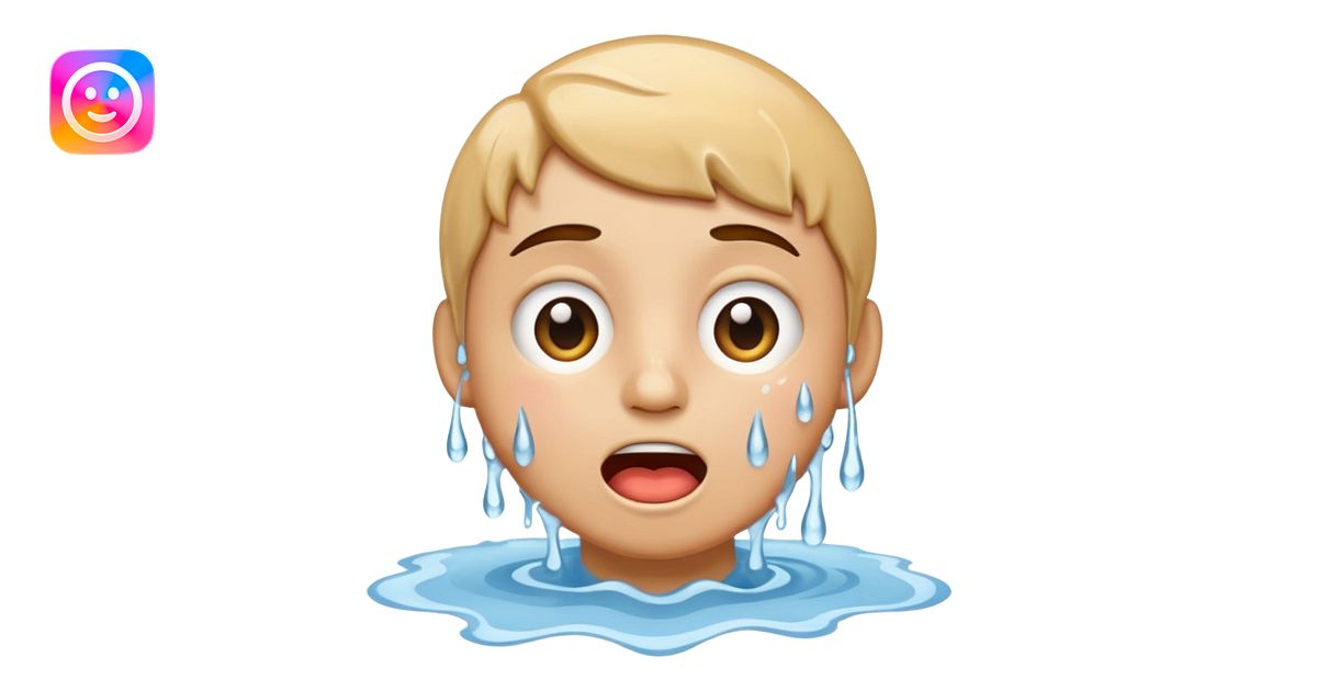 Make it emoji not a person Drooling and face wet and water is white ...