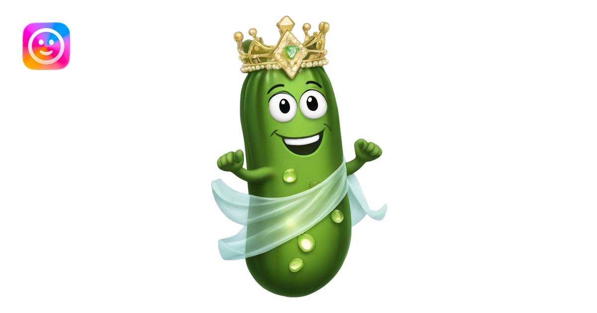 Dancing pickle wearing a princess crown emoji | AI Emoji Generator