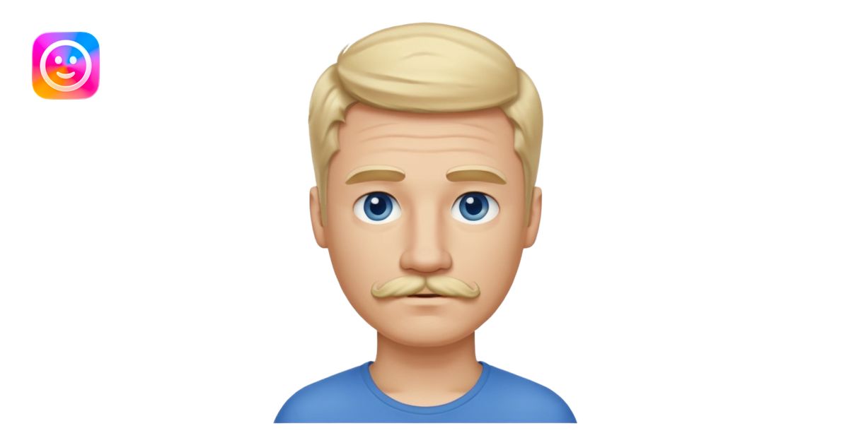 normal emoji 👨🏼 white guy with blond hair, mustache, and blue eyes. No ...