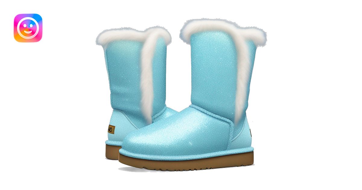Realistic light blue glitter and fur Ugg boots. emoji | AI Emoji Generator