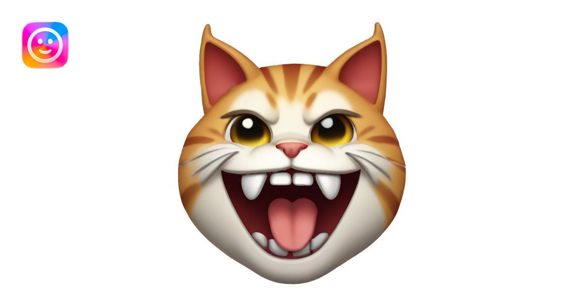 Cat laughing with devil horns emoji | AI Emoji Generator