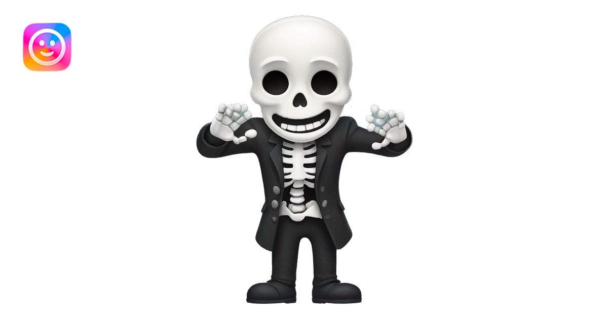 2d cartoon Skeleton salute emoji | AI Emoji Generator