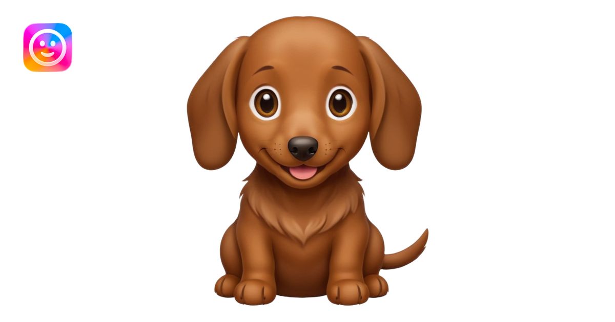 Perrito salchicha marrón sonriendo emoji | AI Emoji Generator