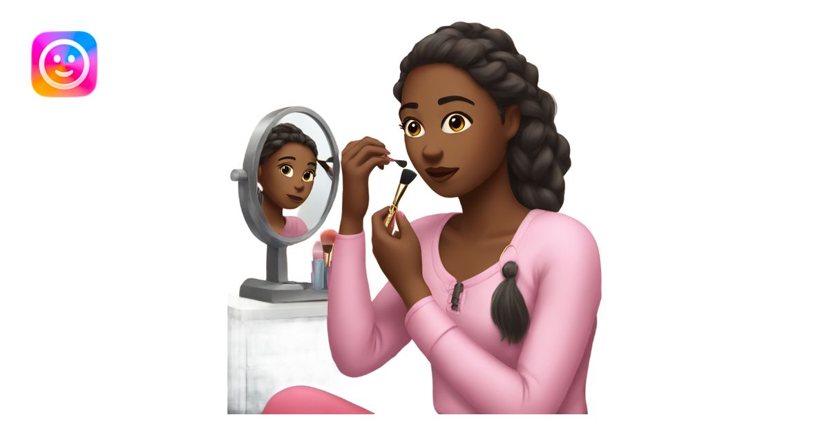 Girl putting on makeup in her room emoji | AI Emoji Generator