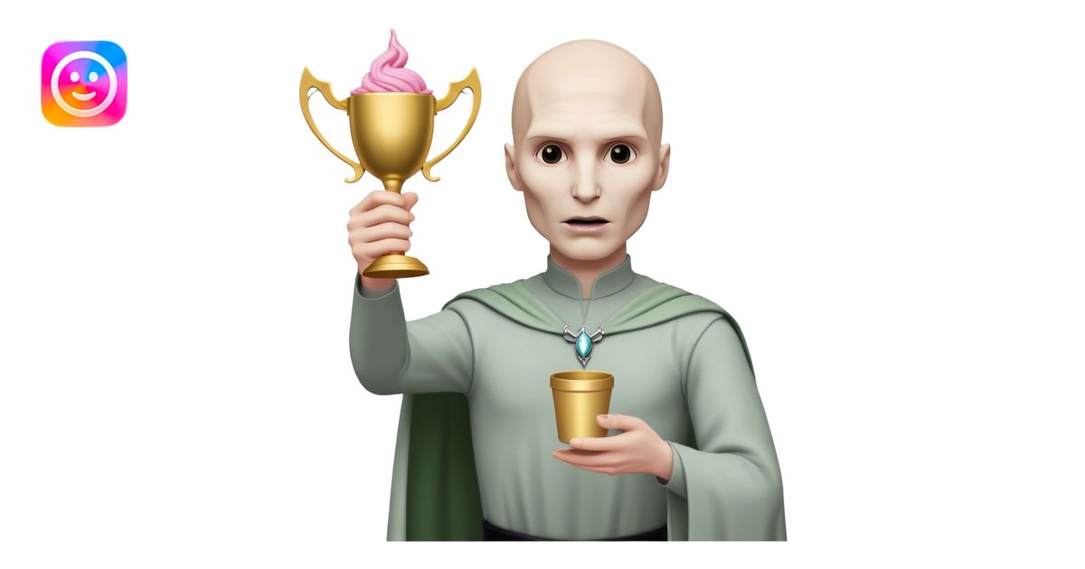Lord Voldermort with Barbie cup emoji | AI Emoji Generator