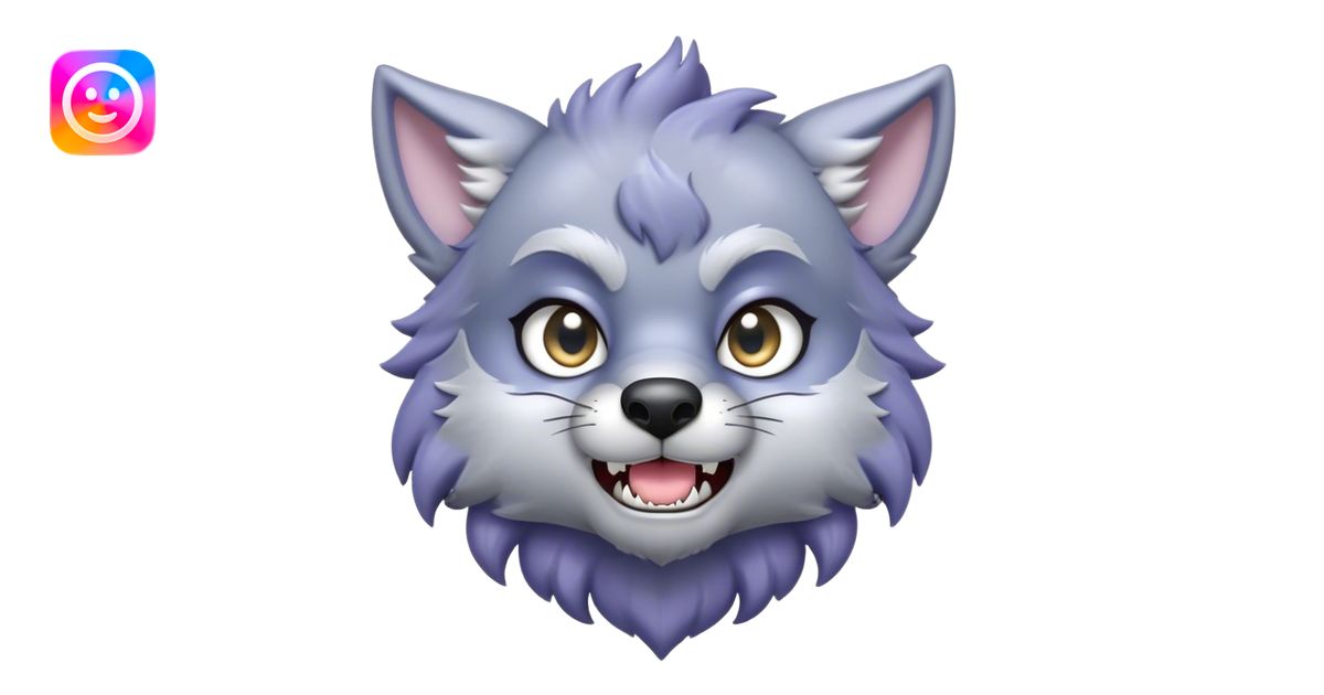 Cinematic Cute Werewolf Portrait Emoji, with a cuddly, miniature lupine ...