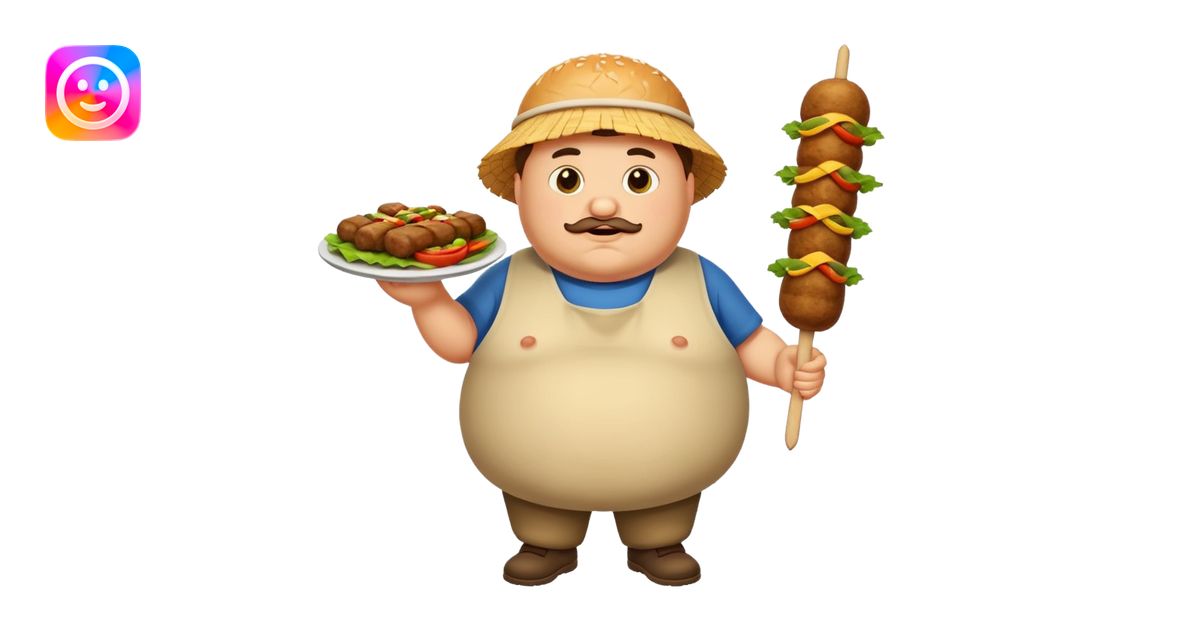 Fat man with kebab emoji | AI Emoji Generator