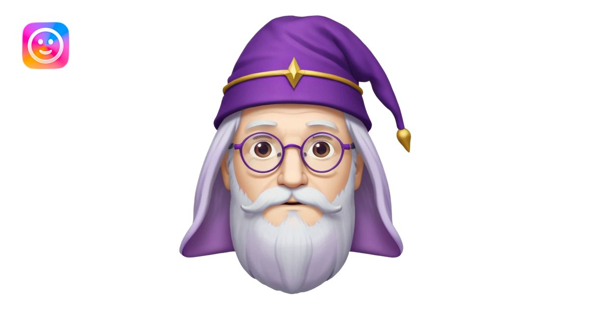 dumbledore, long white hair, wear purple magic hat, glasses emoji | AI ...