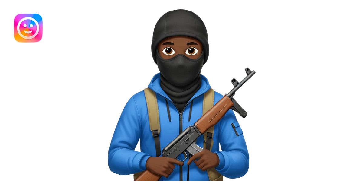 Nike ski mask black man with AK-47 emoji | AI Emoji Generator