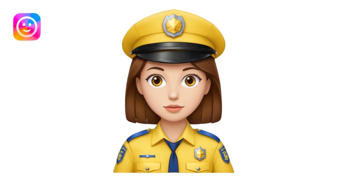Female POLICE IN YELLOW, Brown hair emoji | AI Emoji Generator