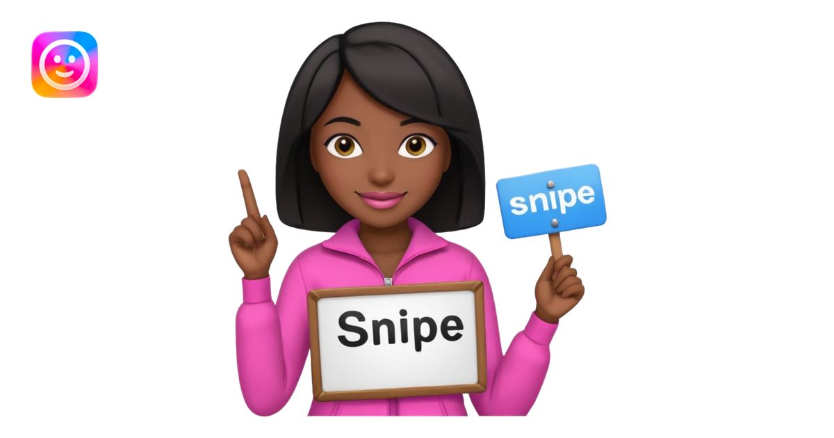 Dark skin woman with black bob in hair holding sign that says snipe ...