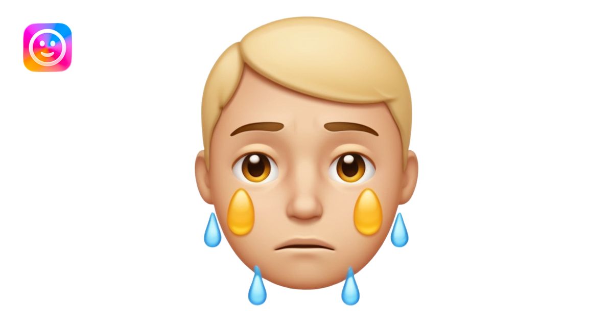 Apple-style emoji illustration of a person, overheated face with sweat ...