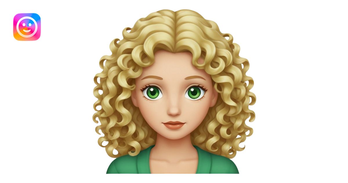 woman with blonde 2c wavy curls and green eyes emoji | AI Emoji Generator