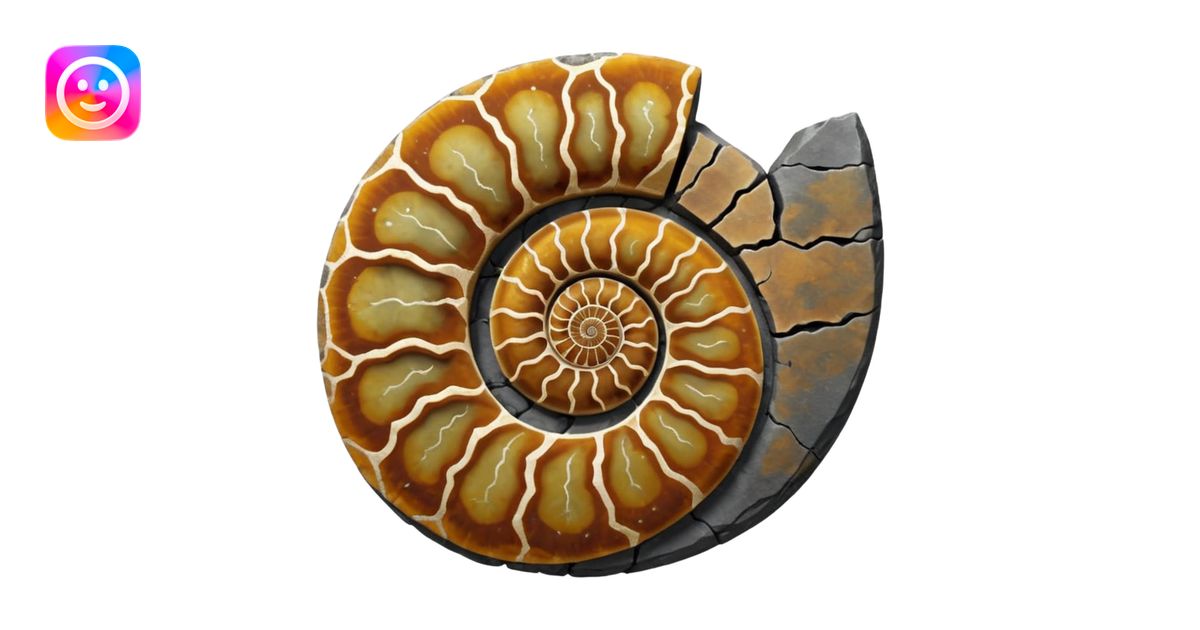 3D render of Ammonite, embedded in a chunk of rough sedimentary rock ...