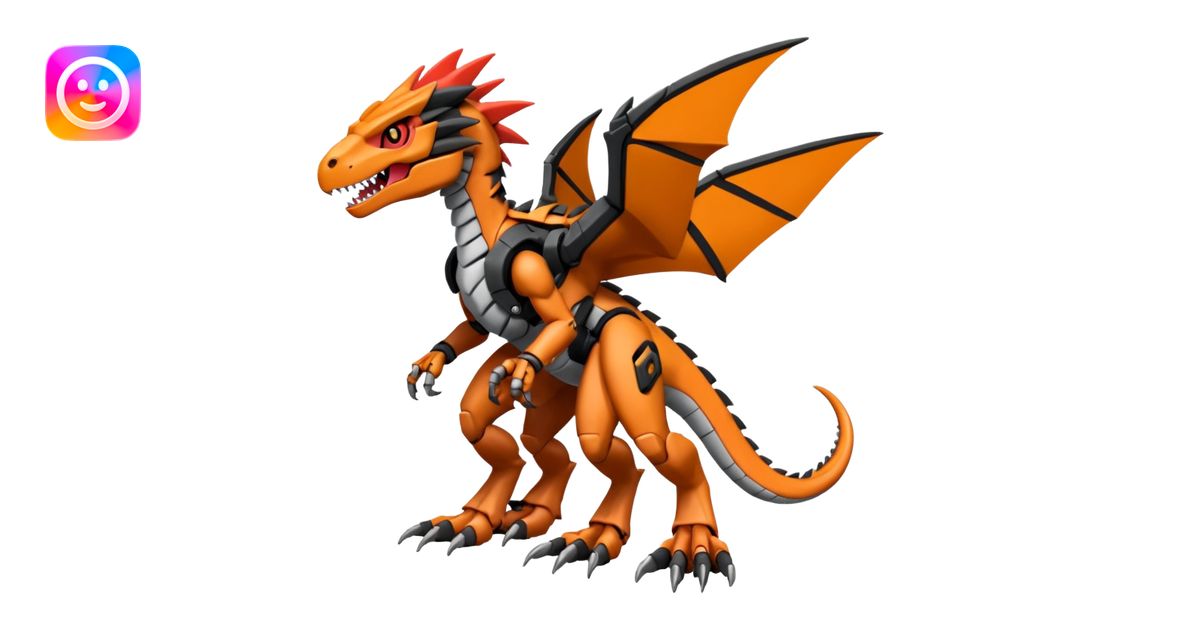Cool Edgy Black Orange Digimon-Fakemon-Guilmon-Velociraptor-Dragon ...