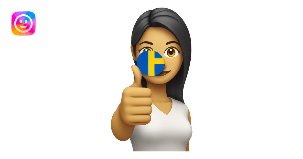Woman with a swedish flag thumb up emoji | AI Emoji Generator