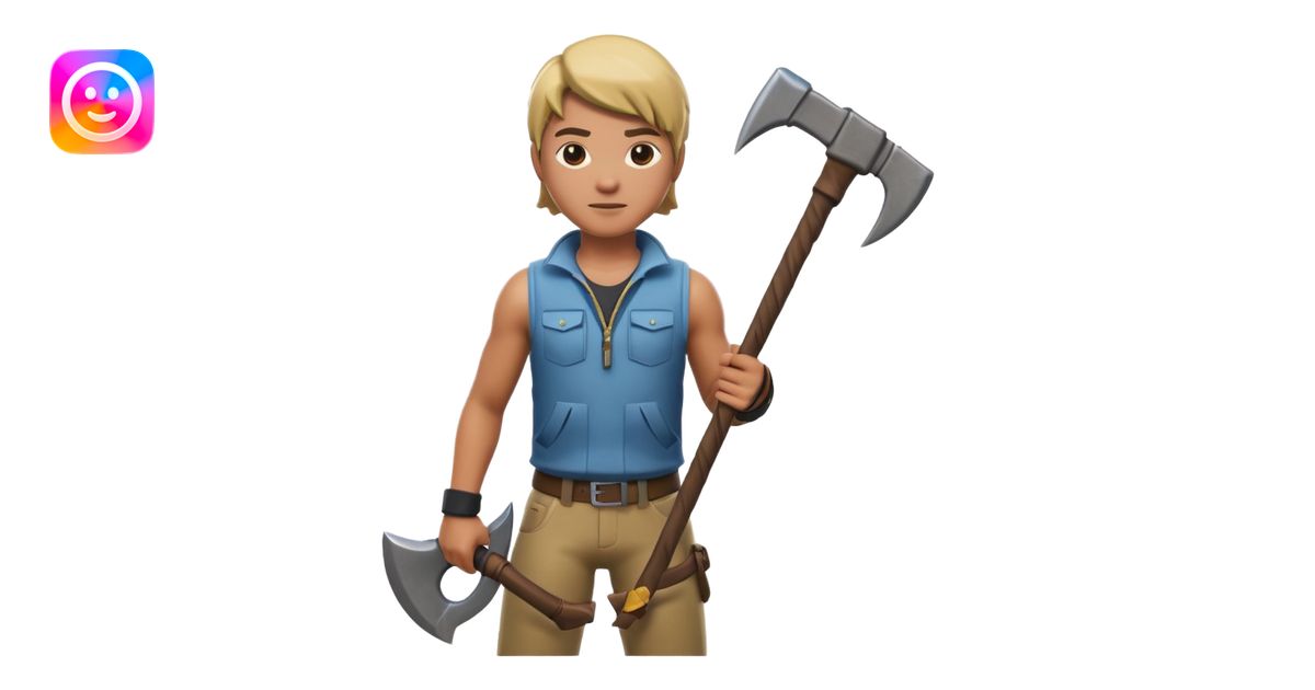 Fortnite skin holding pickaxe emoji | AI Emoji Generator