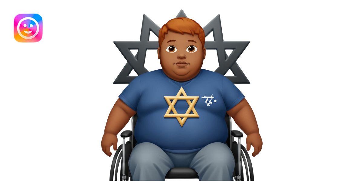Obese Down syndrome black man with ginger hair in a wheelchair with a ...