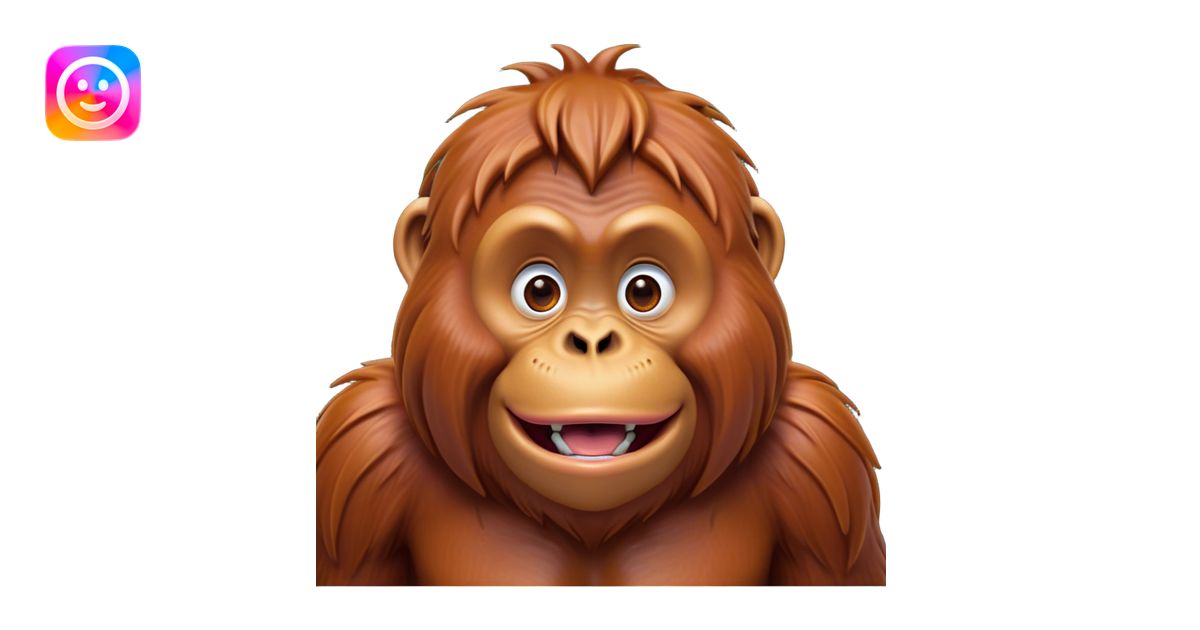 Cinematic Comical Orangutan Portrait Emoji, Head tilted dramatically ...