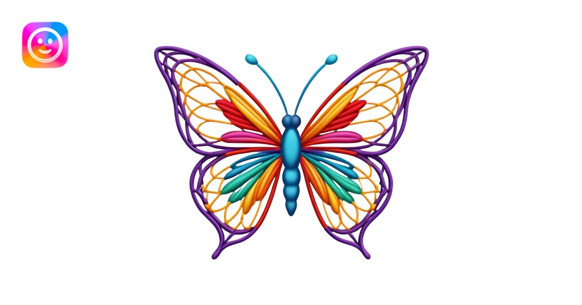 String art icon, colorful threads forming a butterfly shape, intricate ...
