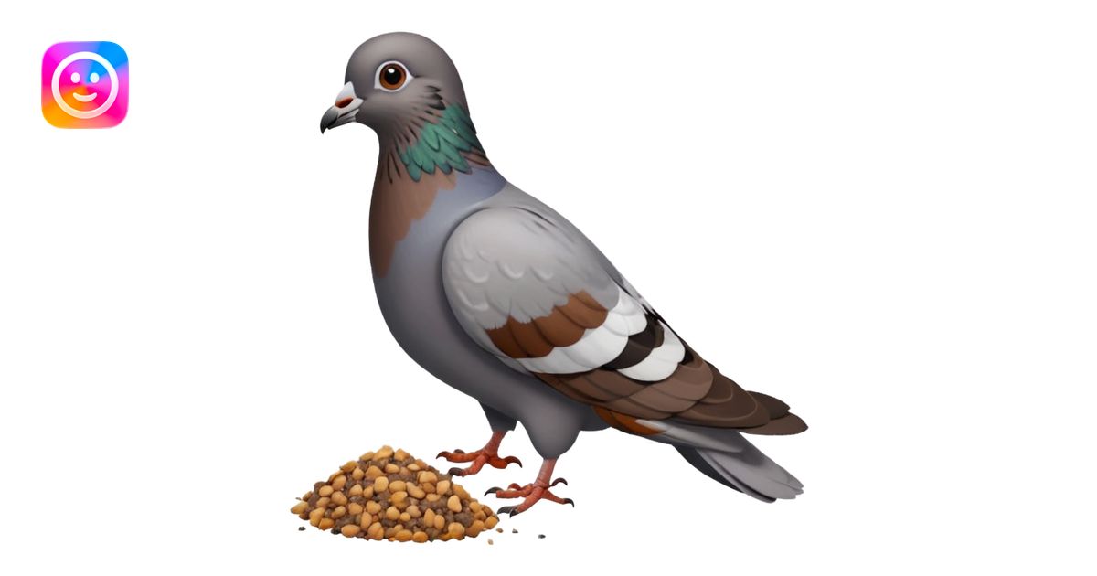 Pigeon + crumb trail, Street Wildlife. emoji | AI Emoji Generator