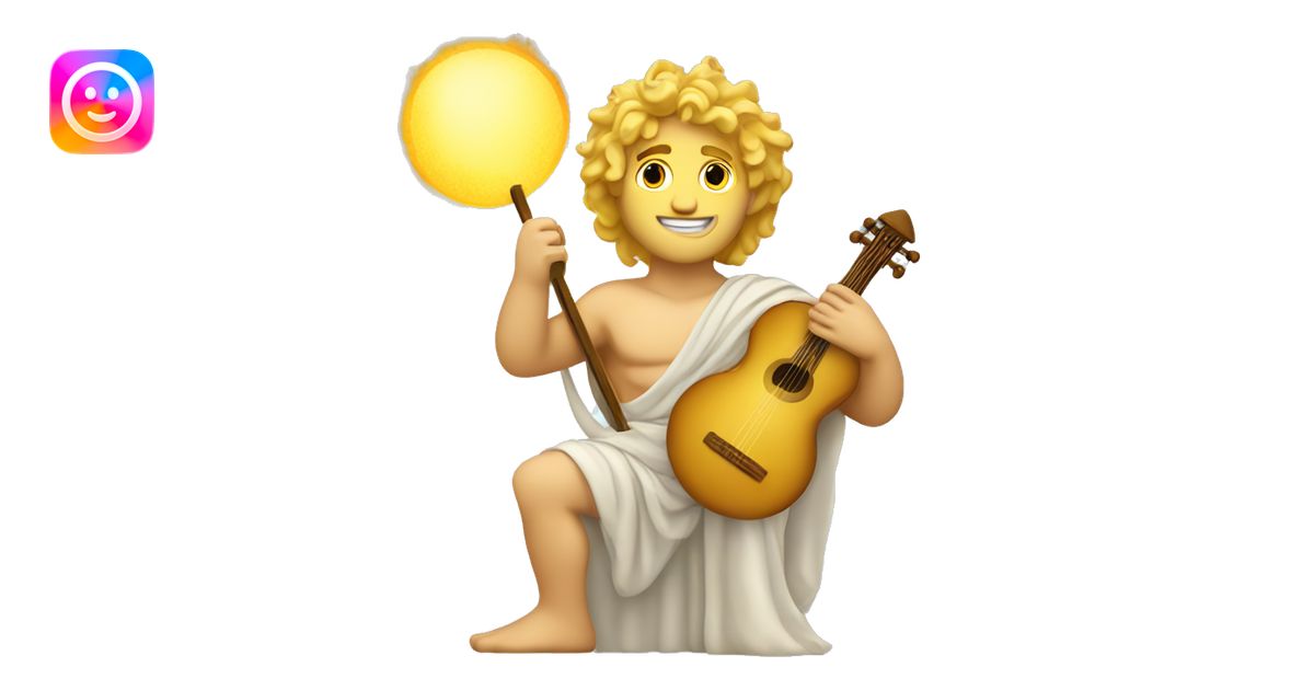 Apollo god of music and poetry and sun. Holding a lyre with Blonde hair ...