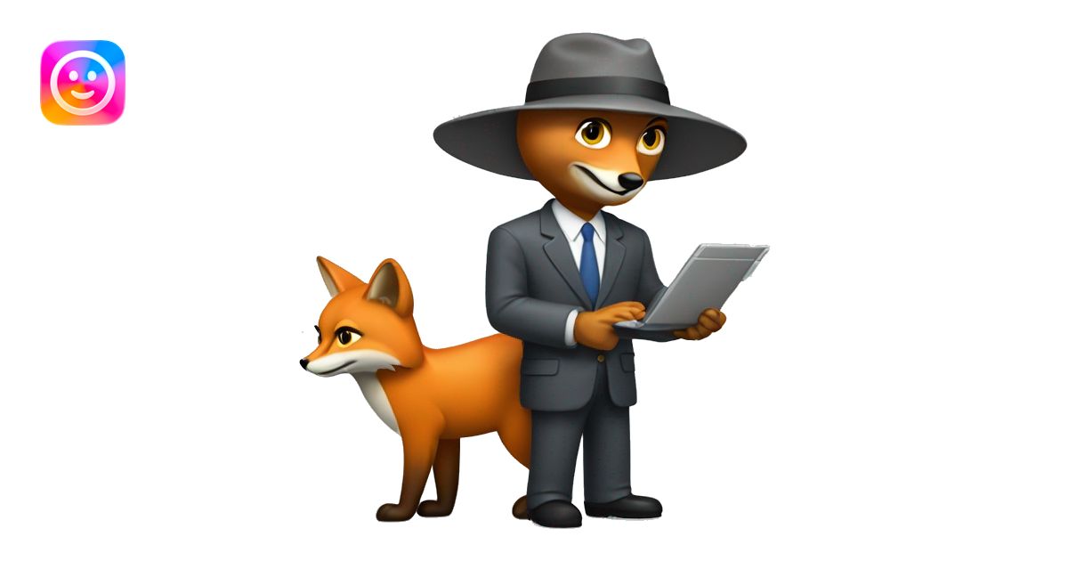Anthropomorphic fox journalist interviewing emoji | AI Emoji Generator