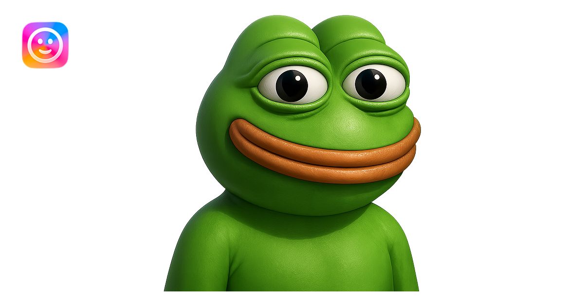 make a pepe in bright green smiling and looking straight at the camera ...
