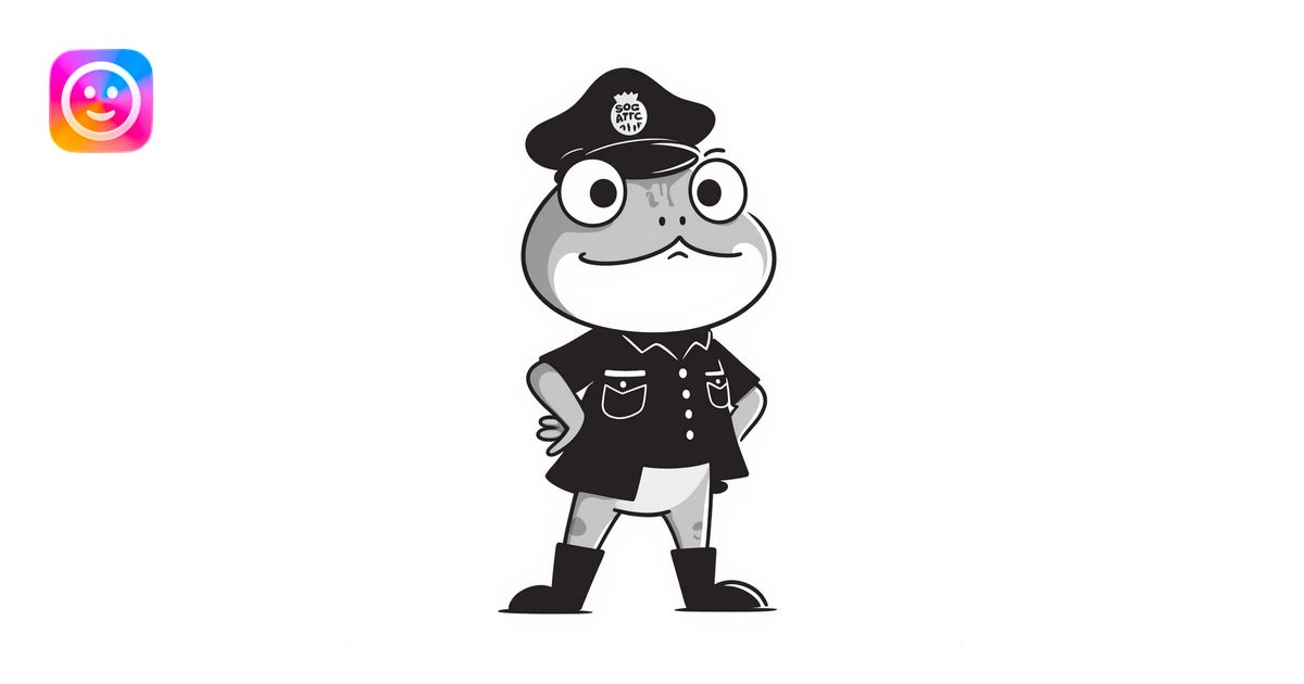 a frog as a police officer, hand drawn doodle style illustration | AI ...