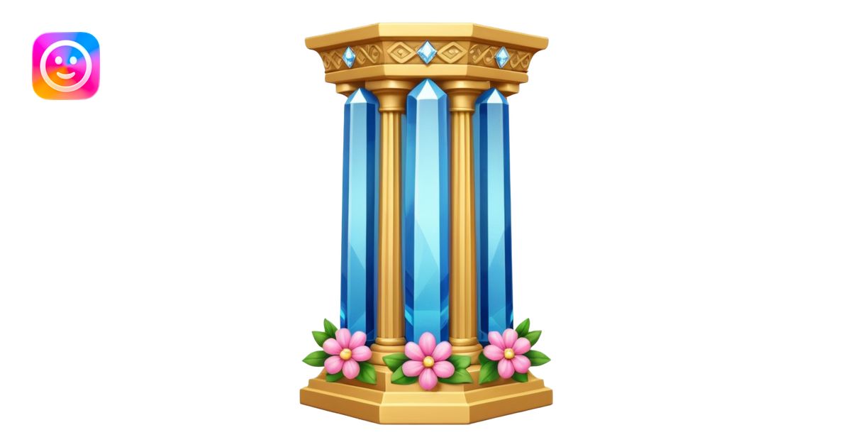 generate beautiful greek crystal pillar intricate front view more ...