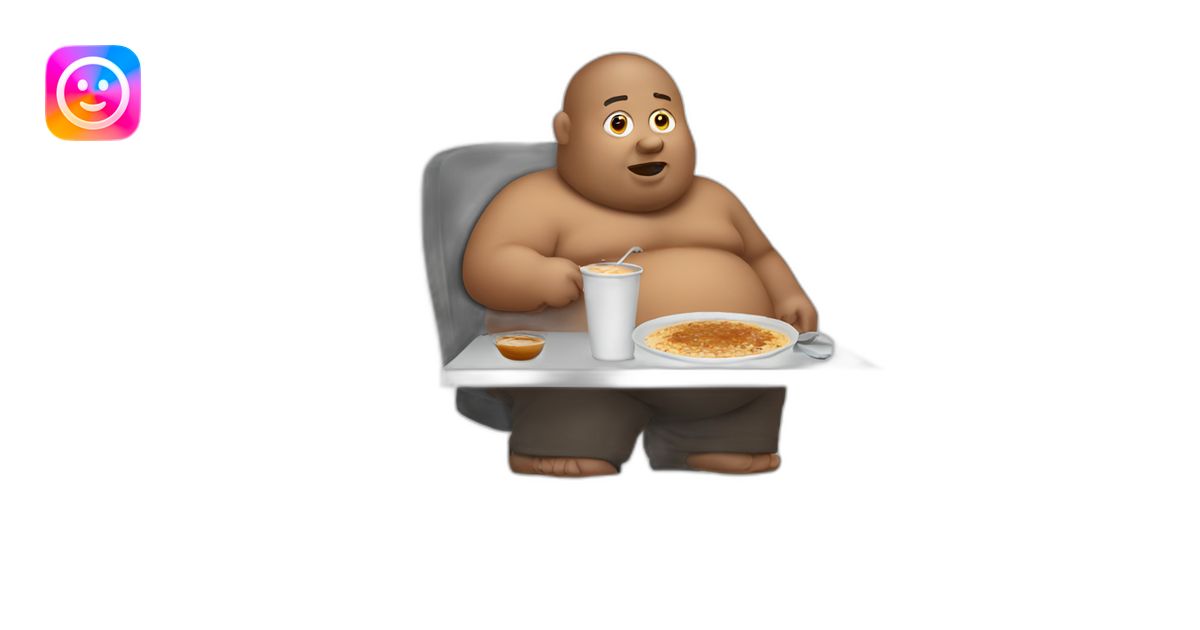White Obese man eating gravy at the computer emoji | AI Emoji Generator