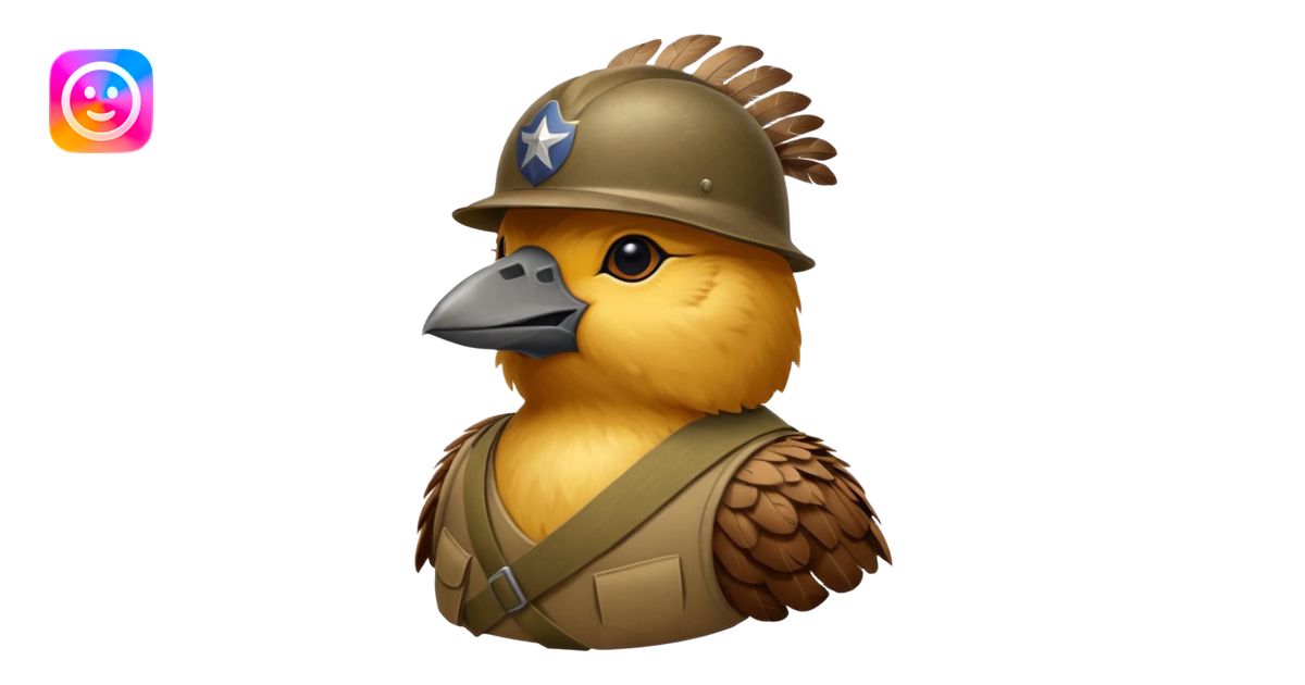 A large bird with a WW2 helmet emoji | AI Emoji Generator