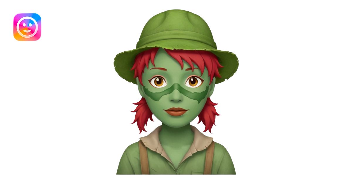 messy green full face green clay mask and tourist hat red hair emoji ...