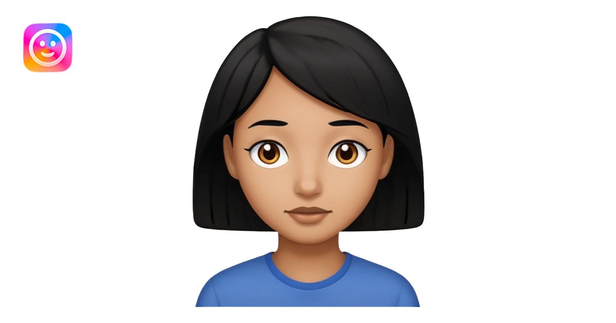 Black hair medium brown skin dark brown eyes emoji | AI Emoji Generator