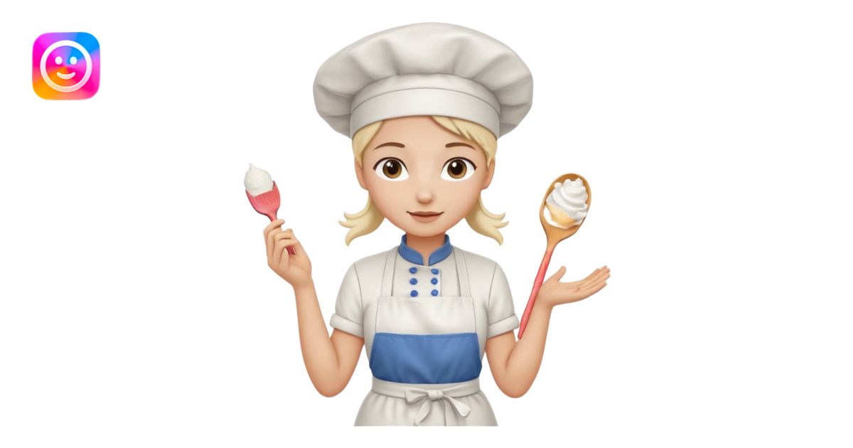 Young female baker - white chef hat, holding cream piping bags in both ...