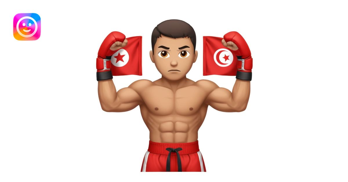 Kick boxer with tunisian flag emoji | AI Emoji Generator