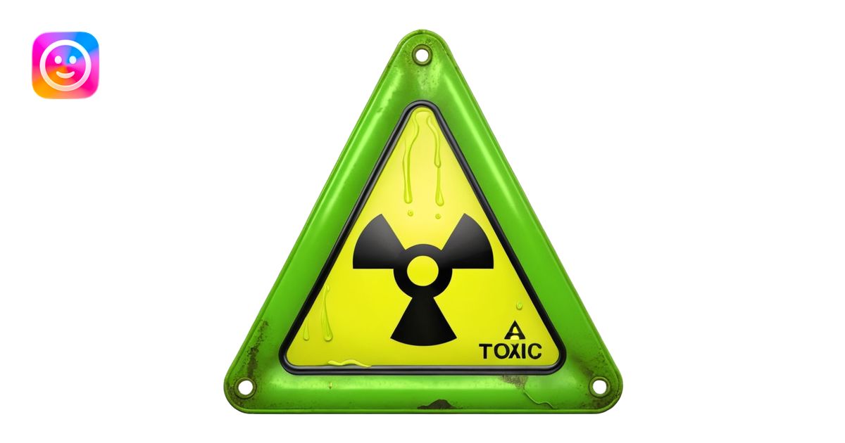3D render of Warning Triangle, toxic waste aesthetic, neon green ...