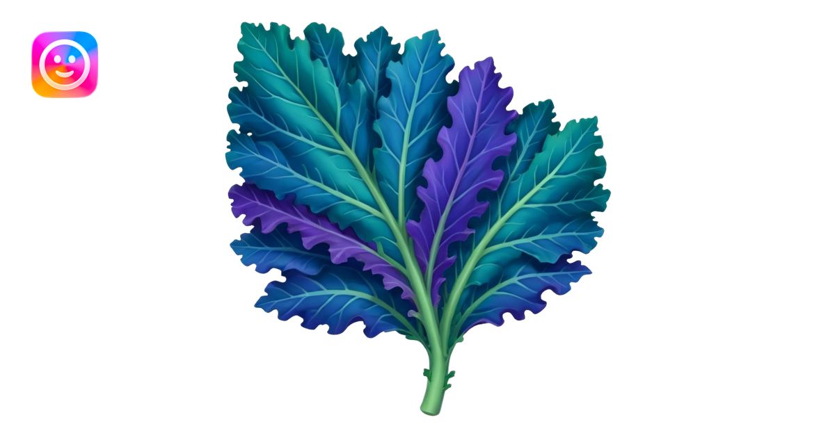 Blue and purple single leaf of kale emoji | AI Emoji Generator