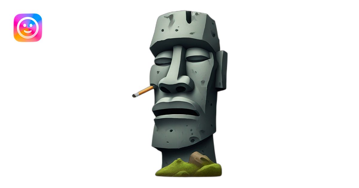 depressed moai stone face smoking cigarette emoji | AI Emoji Generator