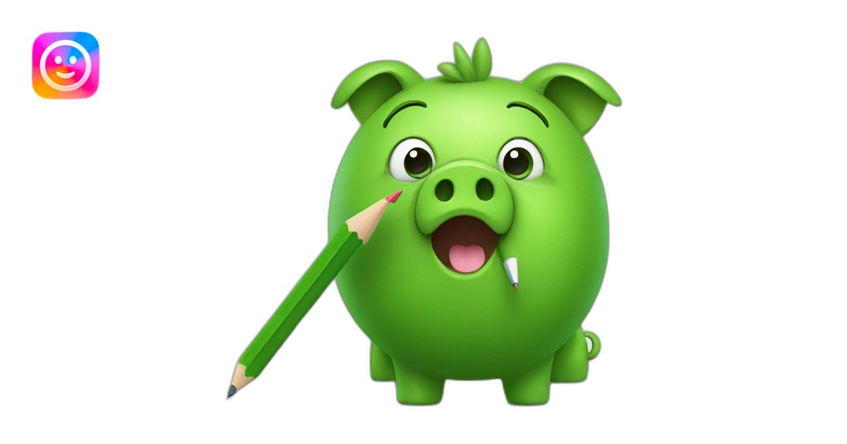 green piggy holding a pencil emoji | AI Emoji Generator