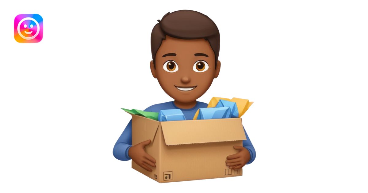 Generate a realistic emoji-style icon of the a person clever packing a ...