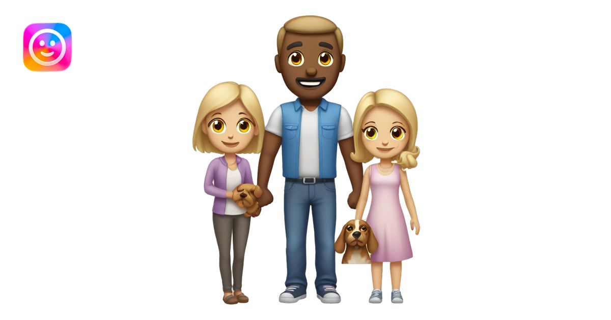 White family mother father two daughter and two dogs emoji | AI Emoji ...